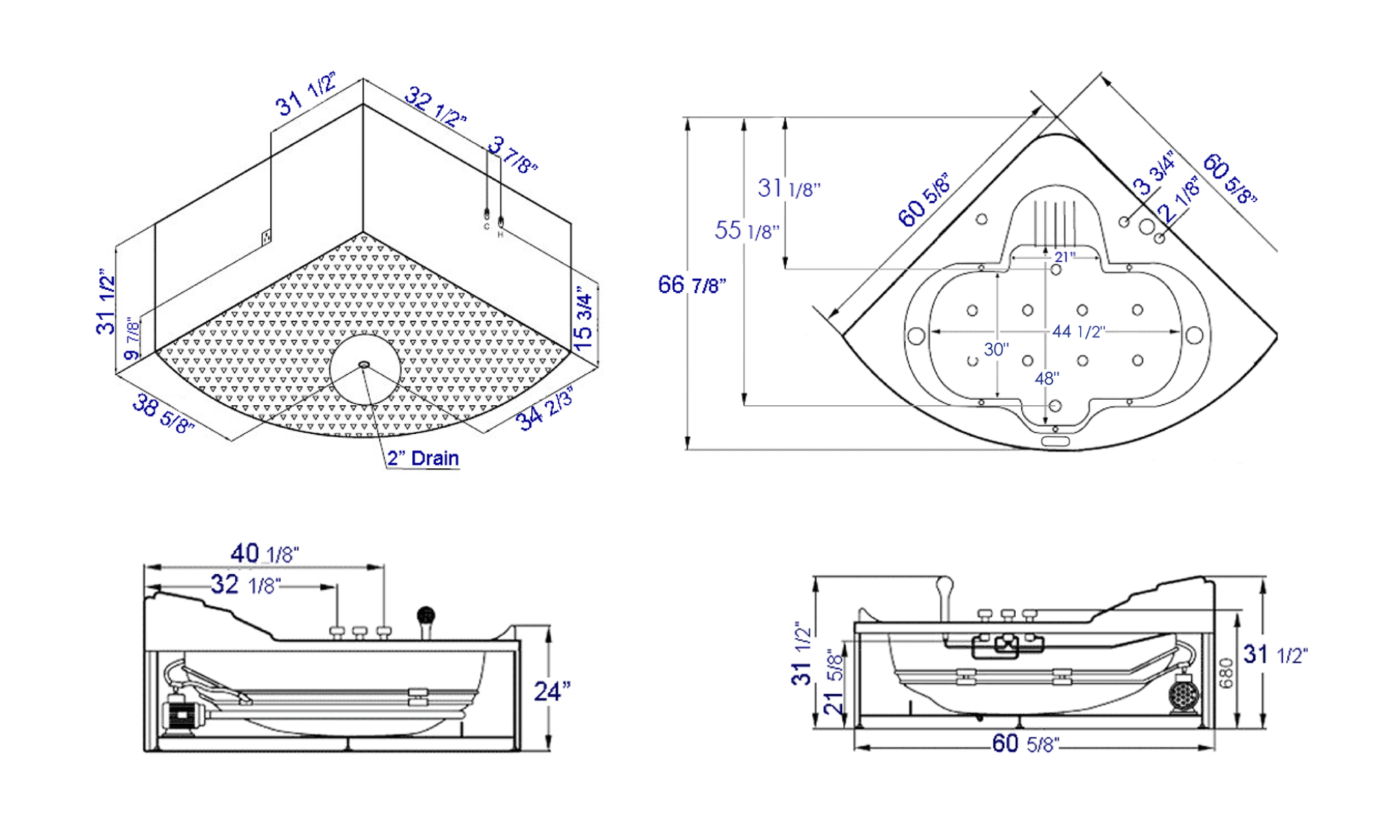 Whirlpool Bathtub for Two People - AM505 | Perfect Bath Canada
